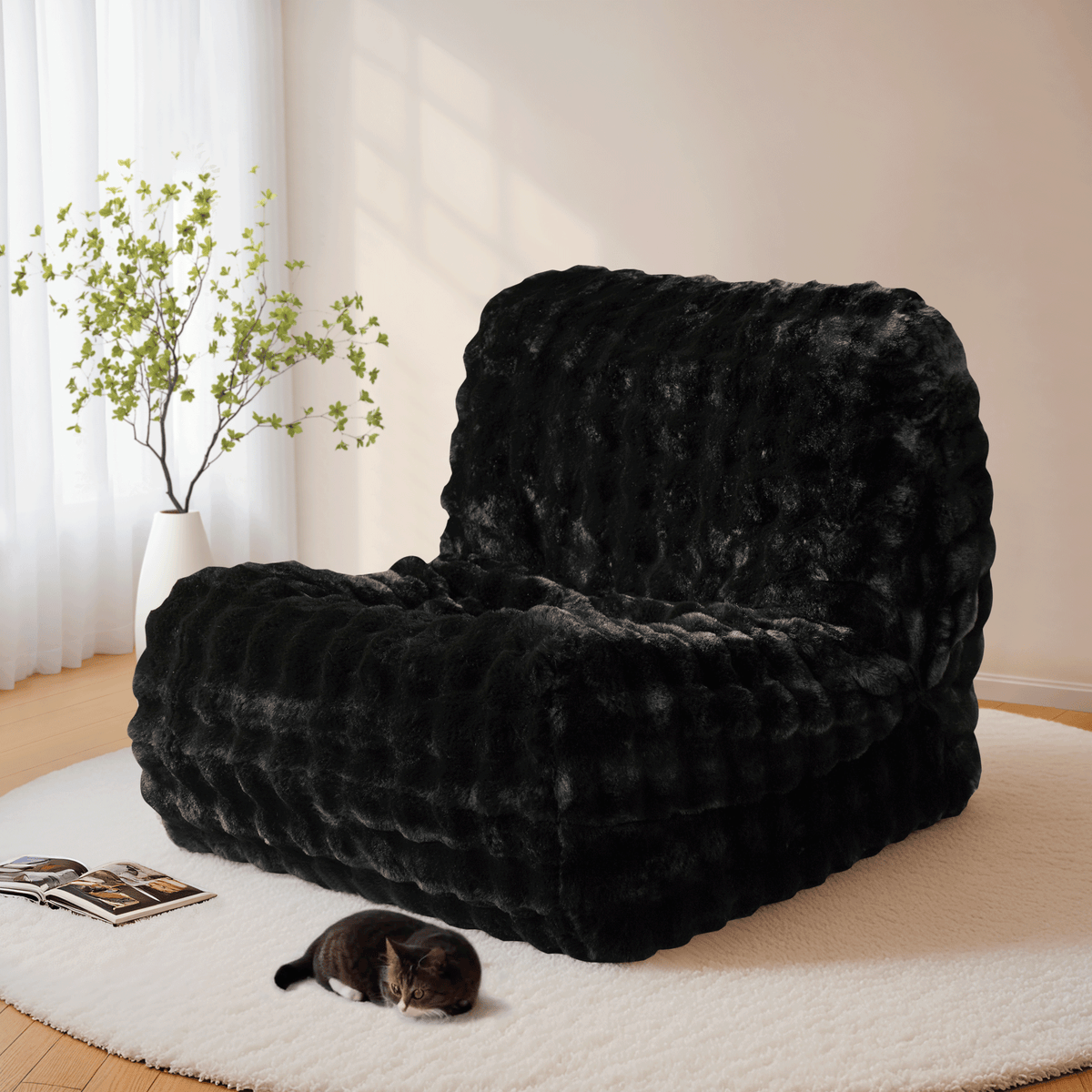 Luxurious Fluffy Faux Fur Bean Bag Couch