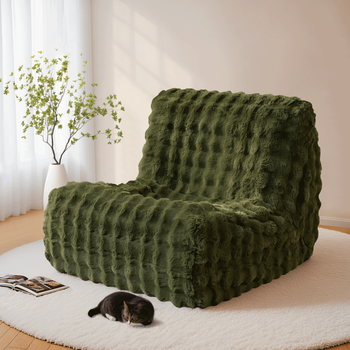 Luxurious Fluffy Faux Fur Bean Bag Couch