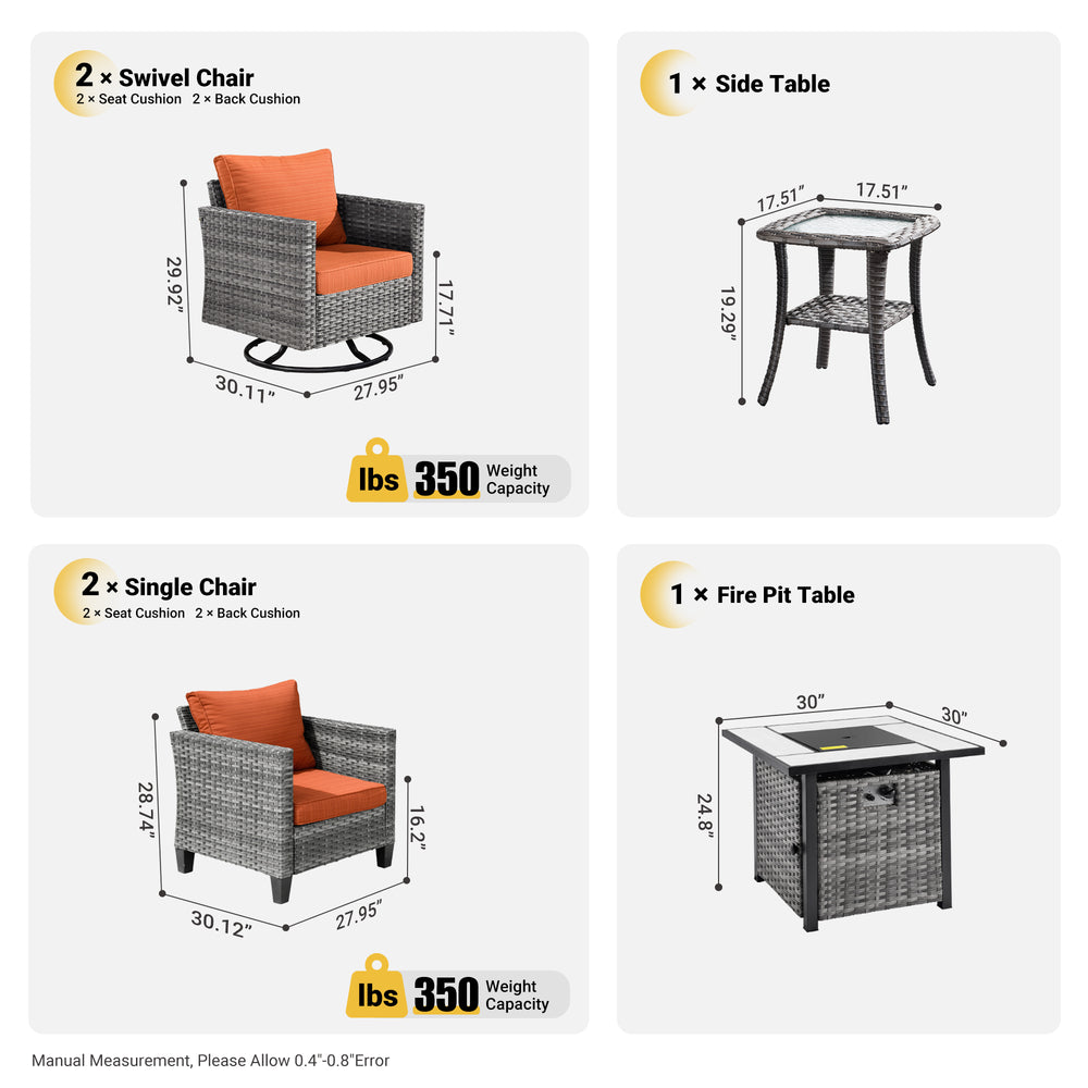 6-Piece Patio Conversation Set w/ Fire Pit