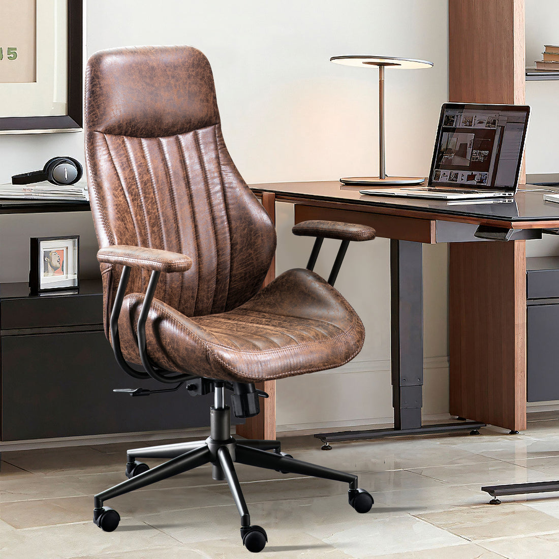 Ergonomic Suede High Back Office Chair