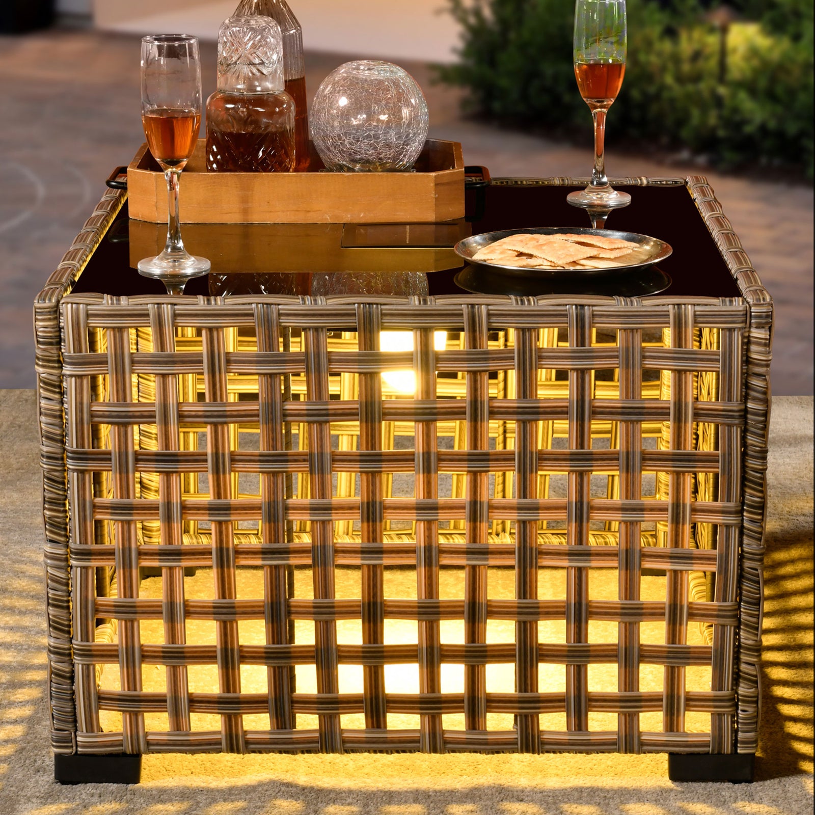 Outdoor Table with Solar Light