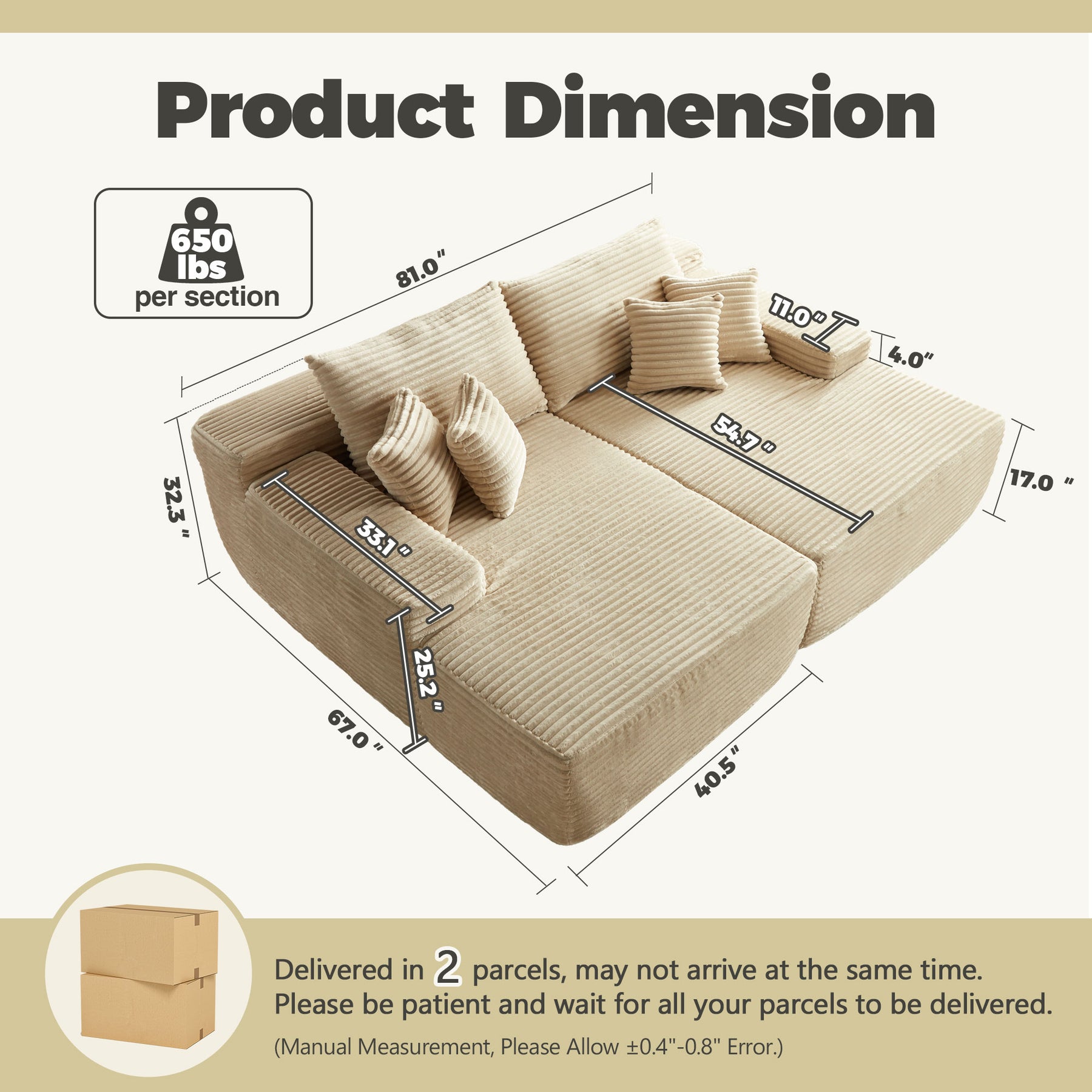81" Boneless Sofa | Modular Sleeper Couch