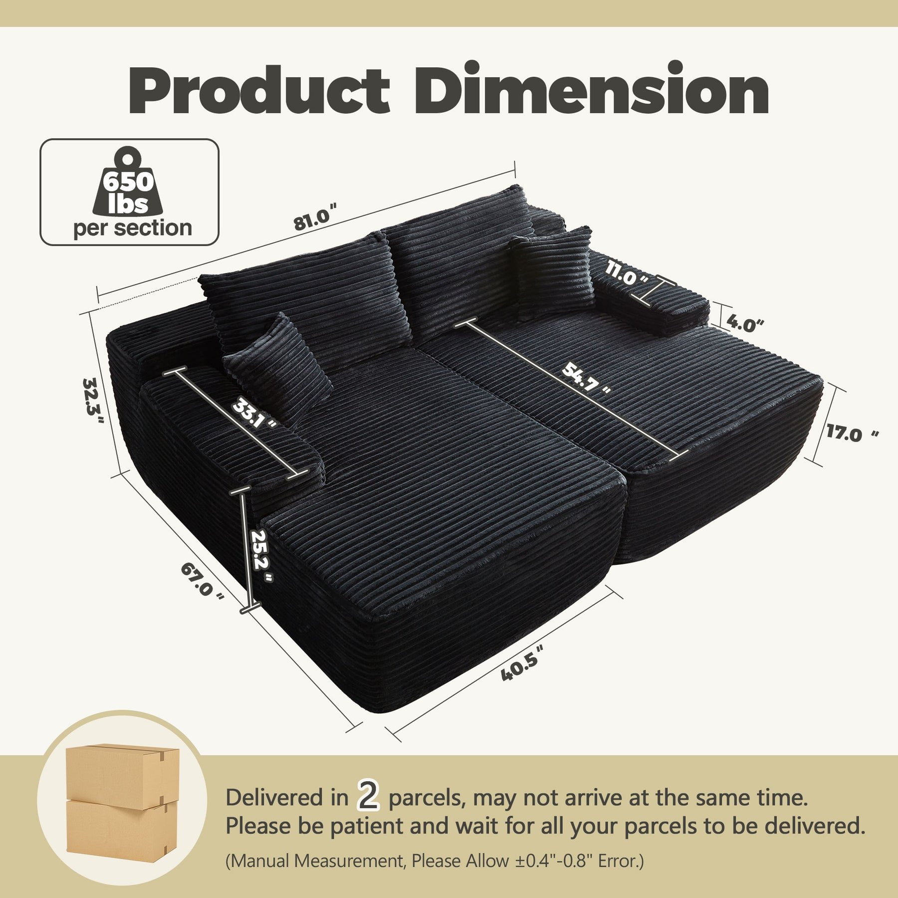 81" Boneless Sofa | Modular Sleeper Couch