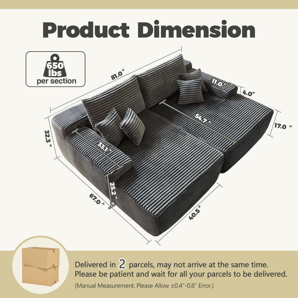 81" Boneless Sofa | Modular Sleeper Couch