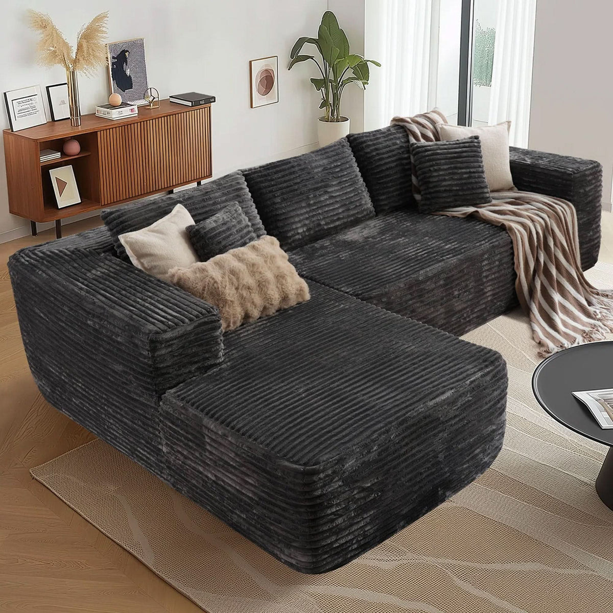 L-Shape Modular Couch, Corduroy, No Assembly