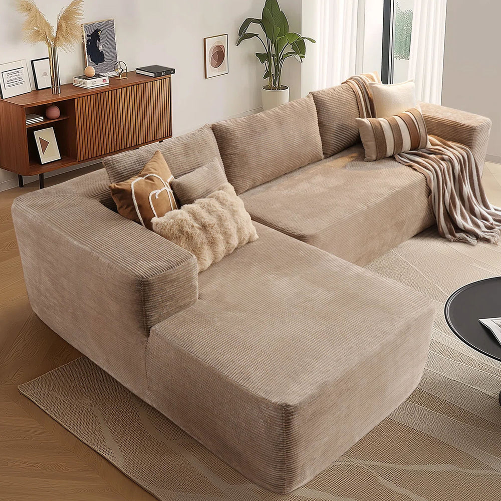 104" L-Shape Corduroy Modular Couch