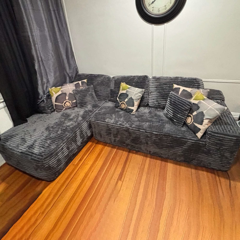 L-Shape Modular Couch, Corduroy, No Assembly