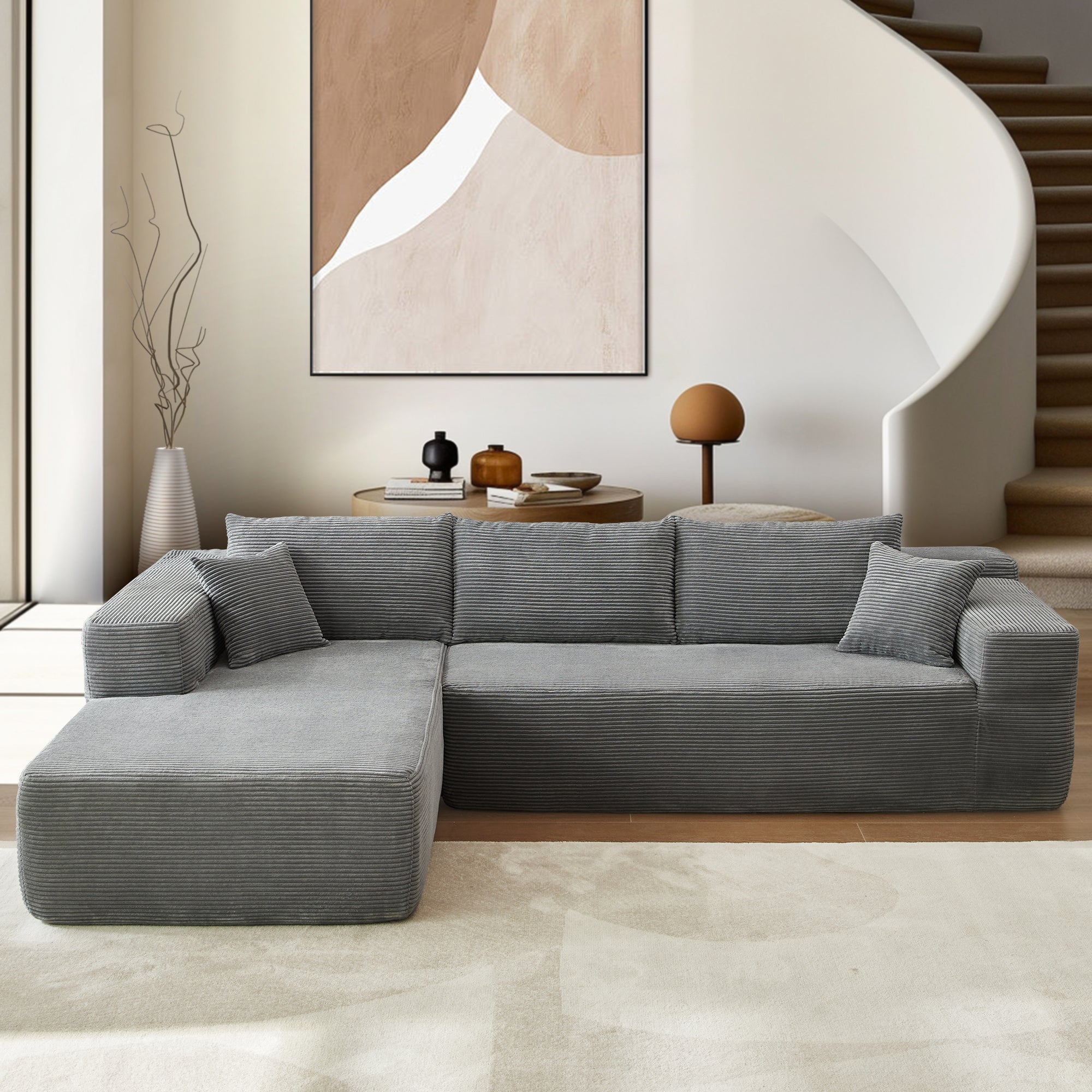 Modular Corduroy Couch | L-Shape with Chaise