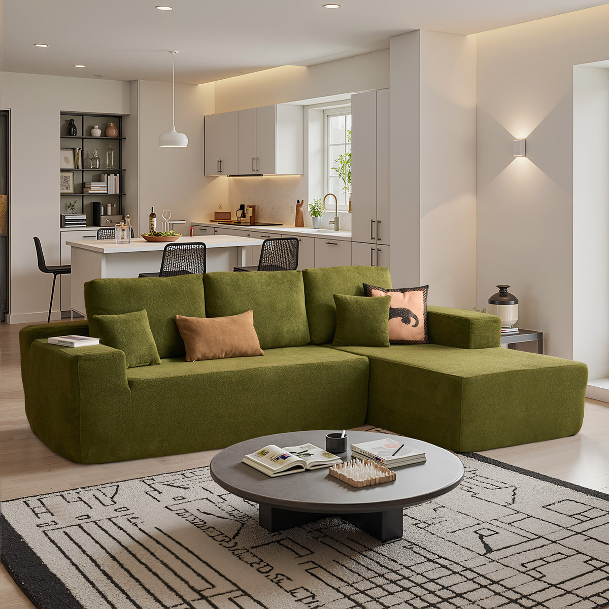 104" L-Shape | Cloud Velvet Modular Chaise Sofa