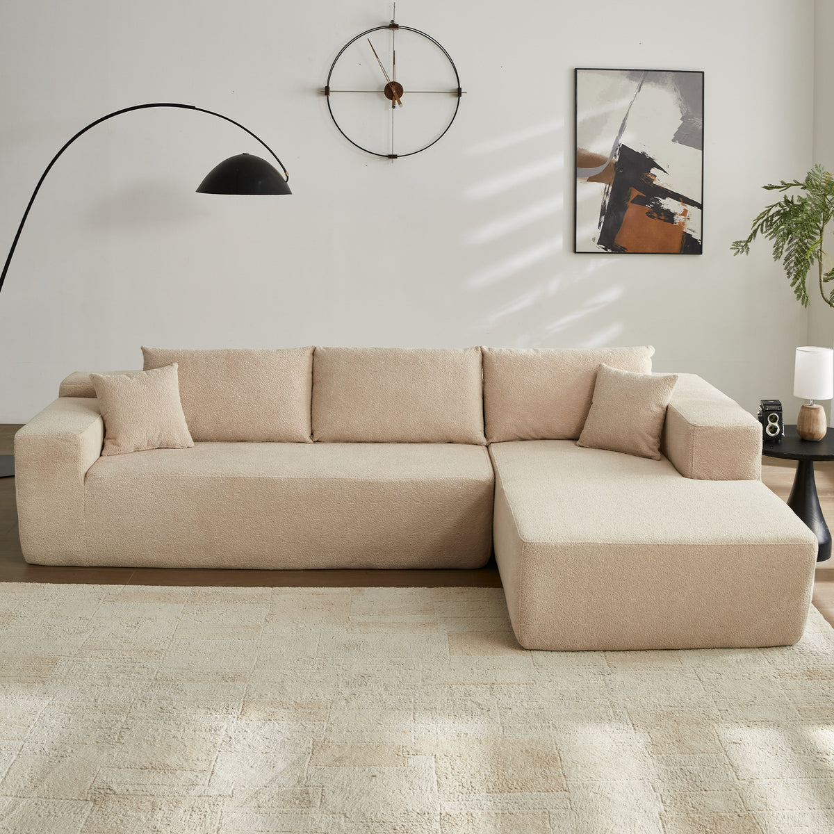 Modular L-Shape Cloud Couch with Chaise | Velvet Fabric