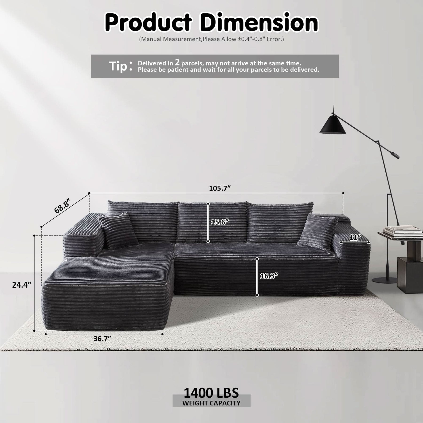 L-Shaped Couch with Chaise | Plush & Modular Design