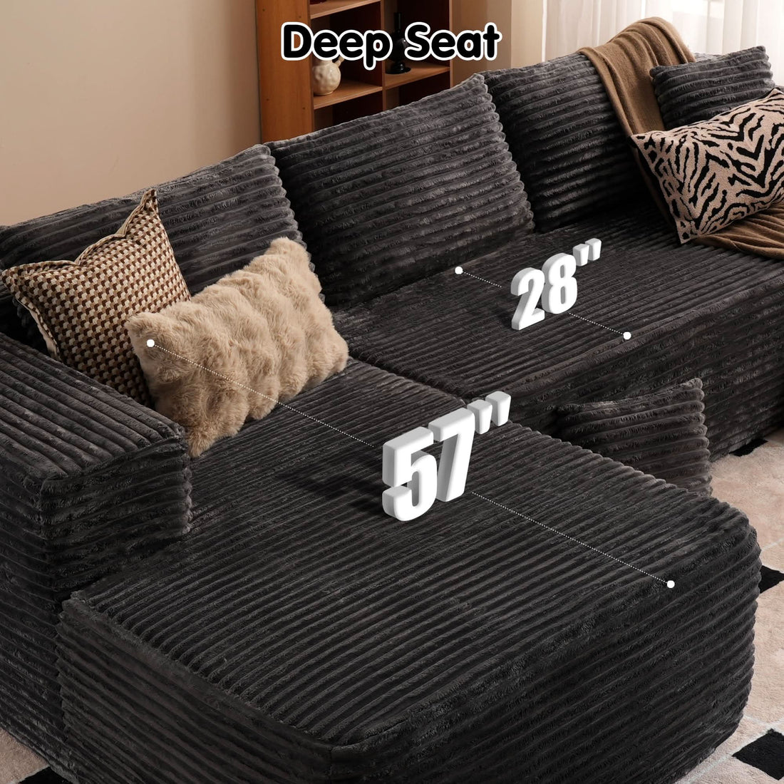 L-Shaped Couch with Chaise | Plush & Modular Design