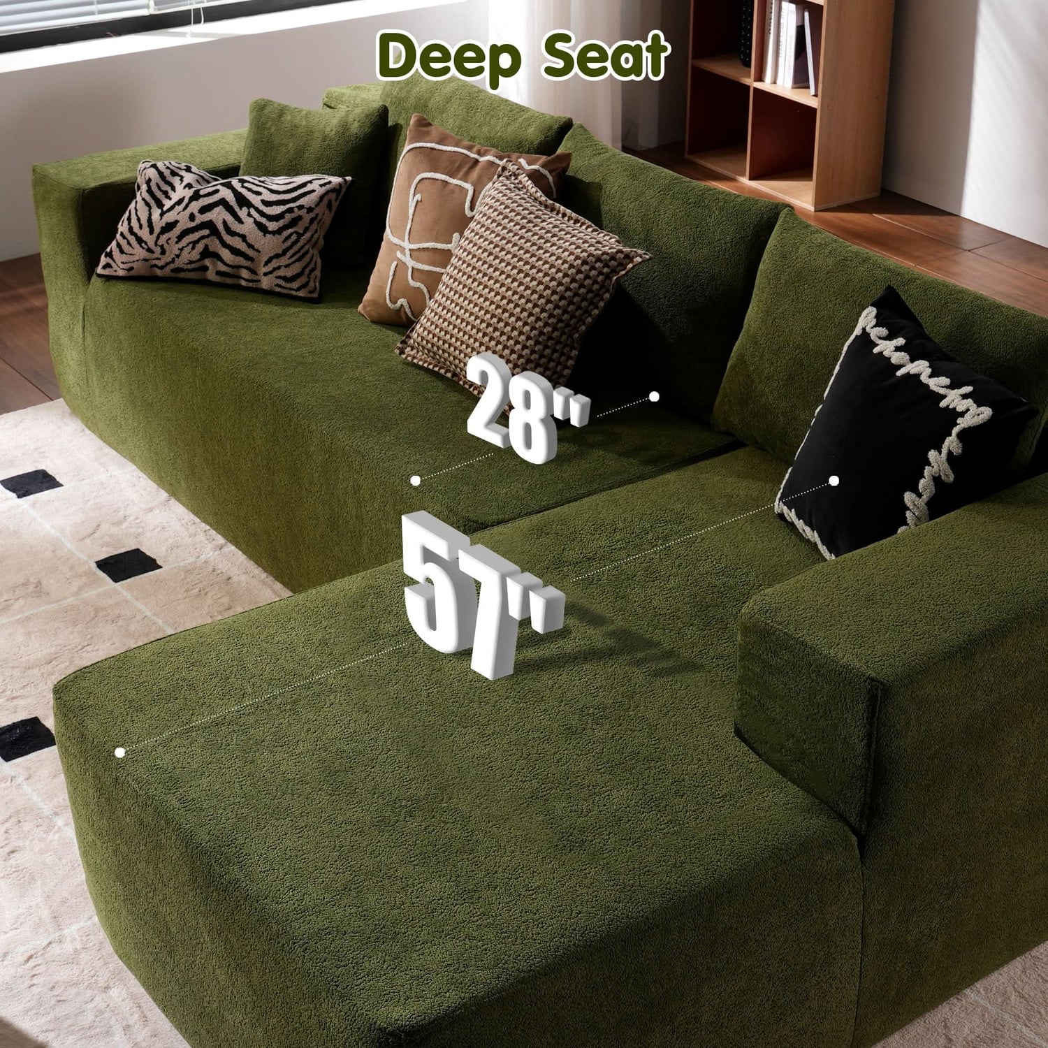 Modular L-Shape Cloud Couch with Chaise | Velvet Fabric