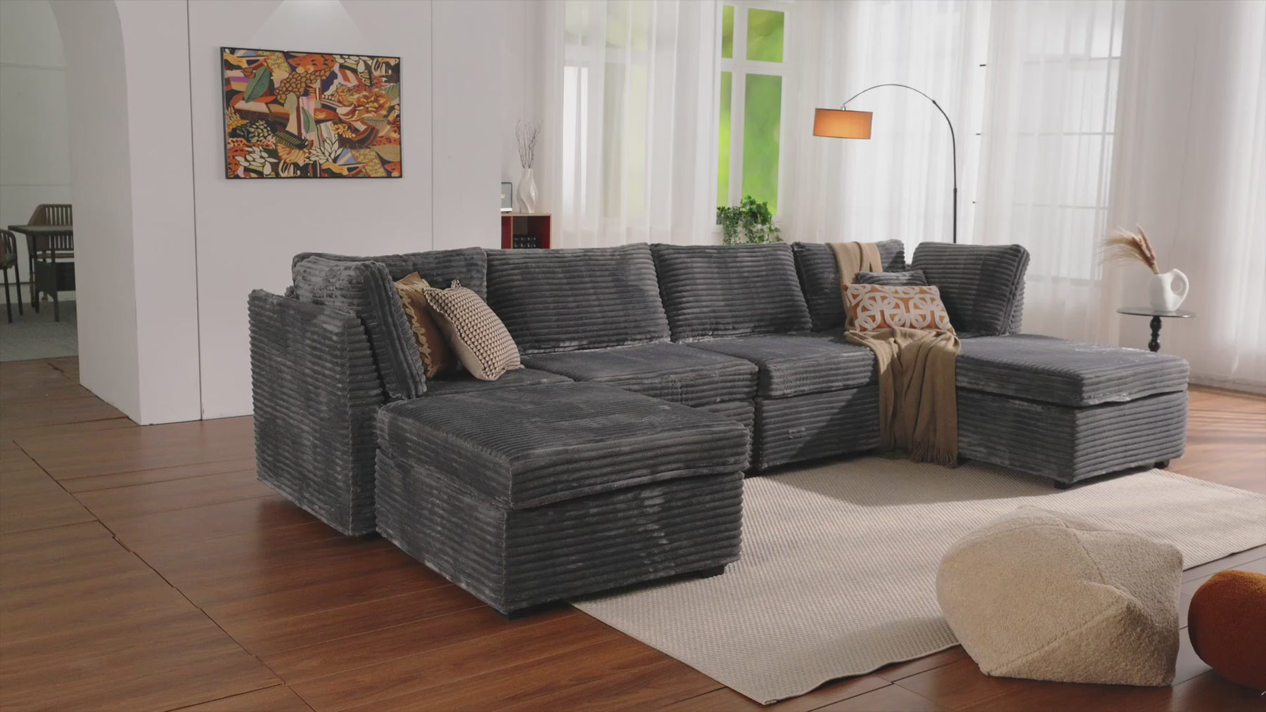 5-Pieces Set | Modular Corduroy Sectional Sofa