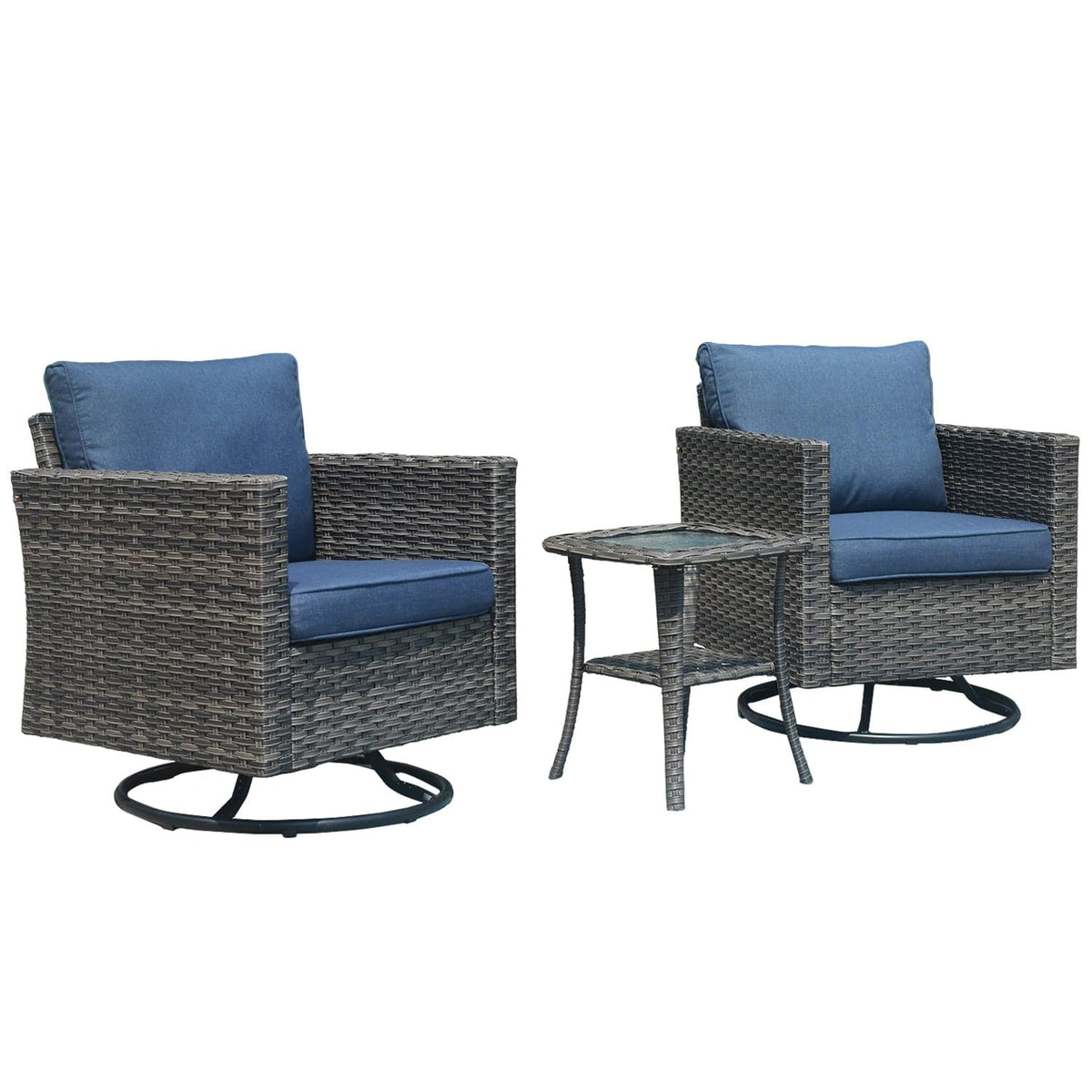 Ovios Patio Furniture Set: Swivel Chairs & Table | Sturdy & Comfort