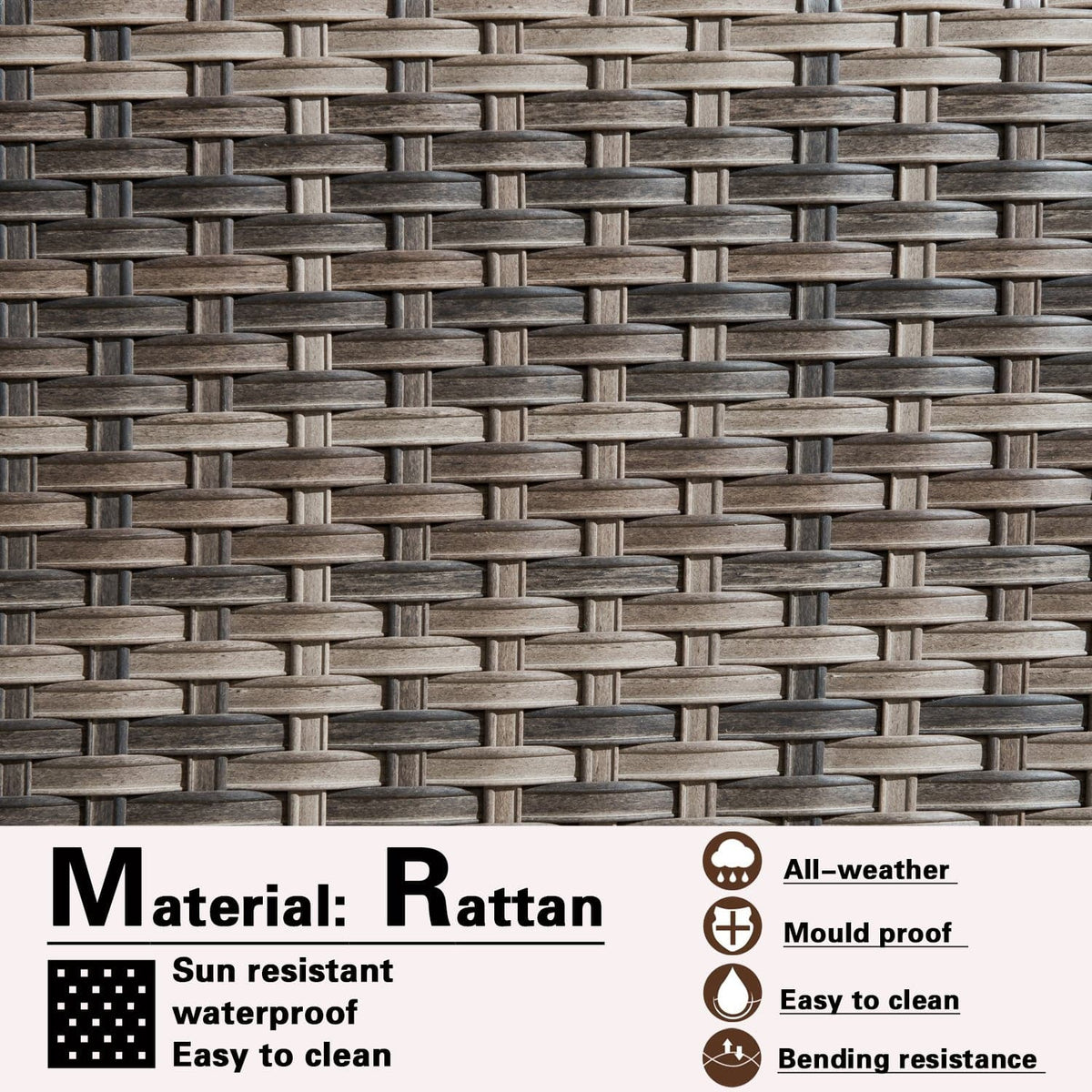 Grey Wicker Patio Table with Glass Top