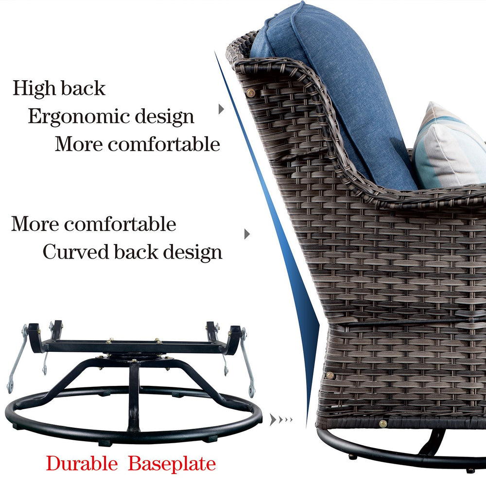 Ovios Patio 7-Piece Set with Fire Pit Table and Rocking Chairs